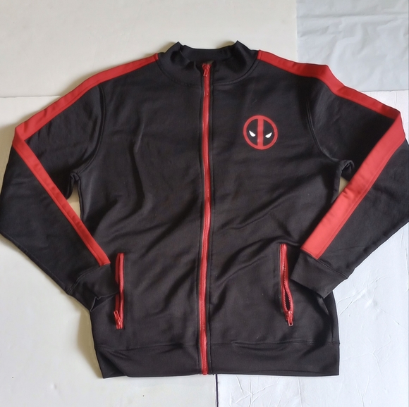 Marvel | Jackets & Coats | Deadpool Large Light Zip Up Light Jacket Red ...